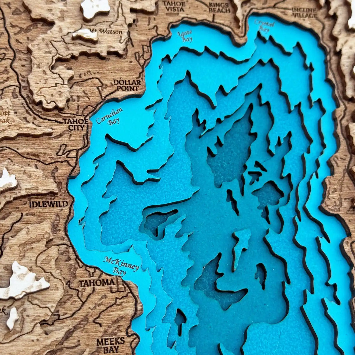 Lake Tahoe 3D Wooden Map - Custom Topographic Wall Art – Custom Wood Maps