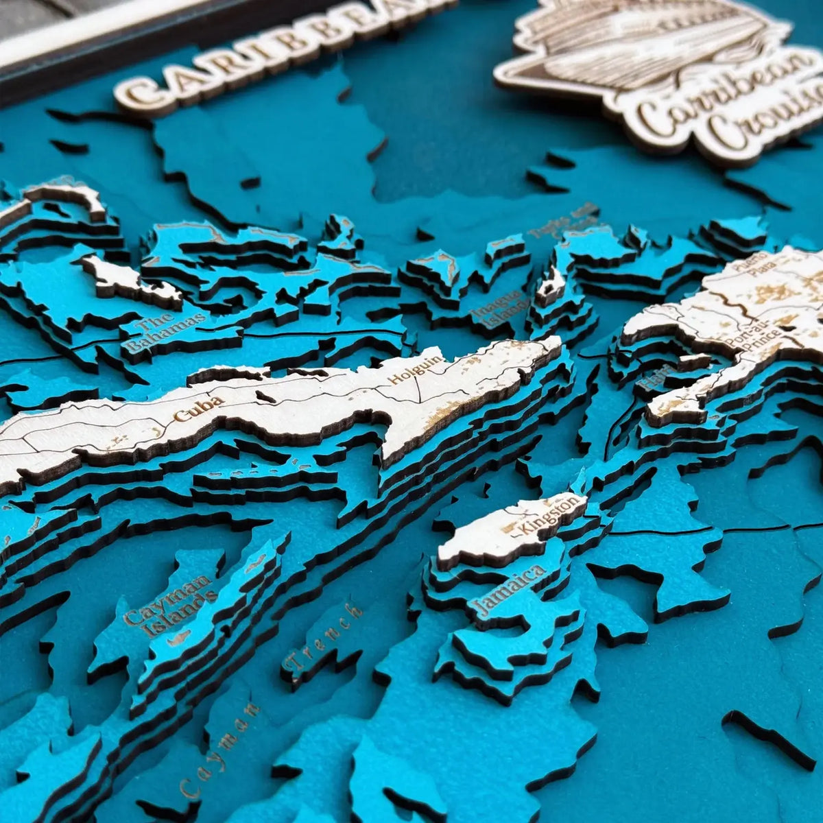 Caribbean Islands 3D Wooden Map – Handcrafted Cruise Route Wall Art ...