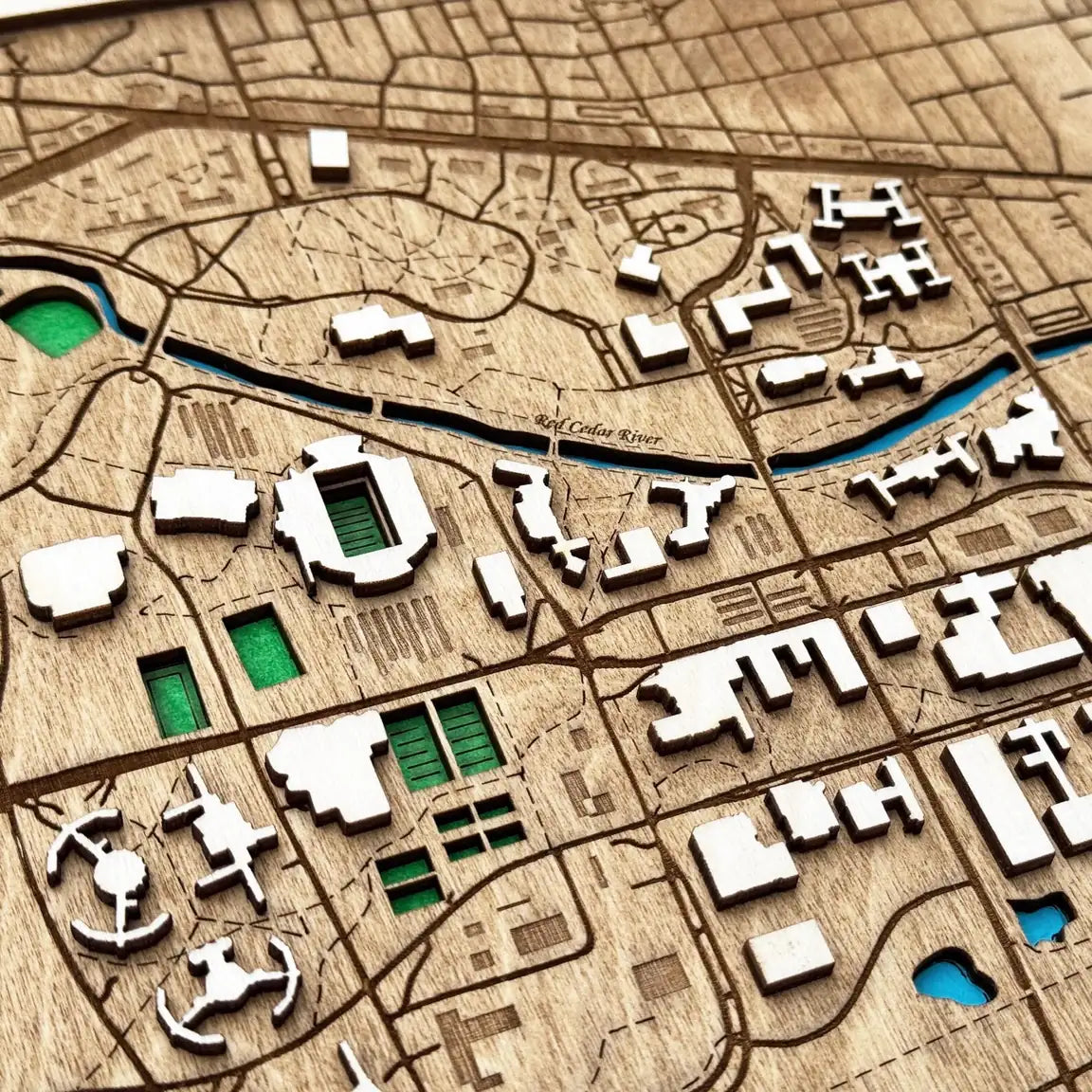 Michigan State University Campus 3D Wooden Map – Handcrafted Specialty ...