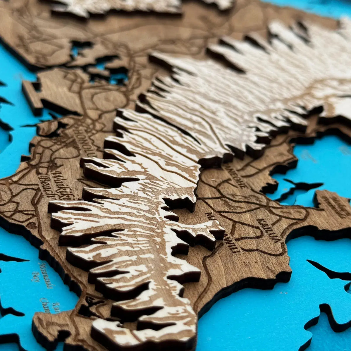 Oʻahu 3D Wooden Map – Handcrafted Layered Topographic Wall Art – Custom ...